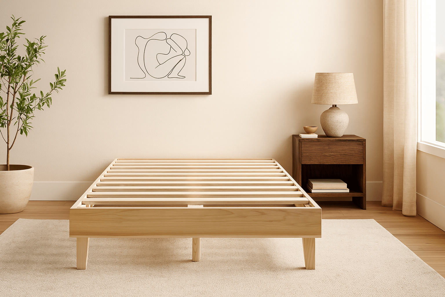 Natural Wood Platform Base – Latex Mattress Factory